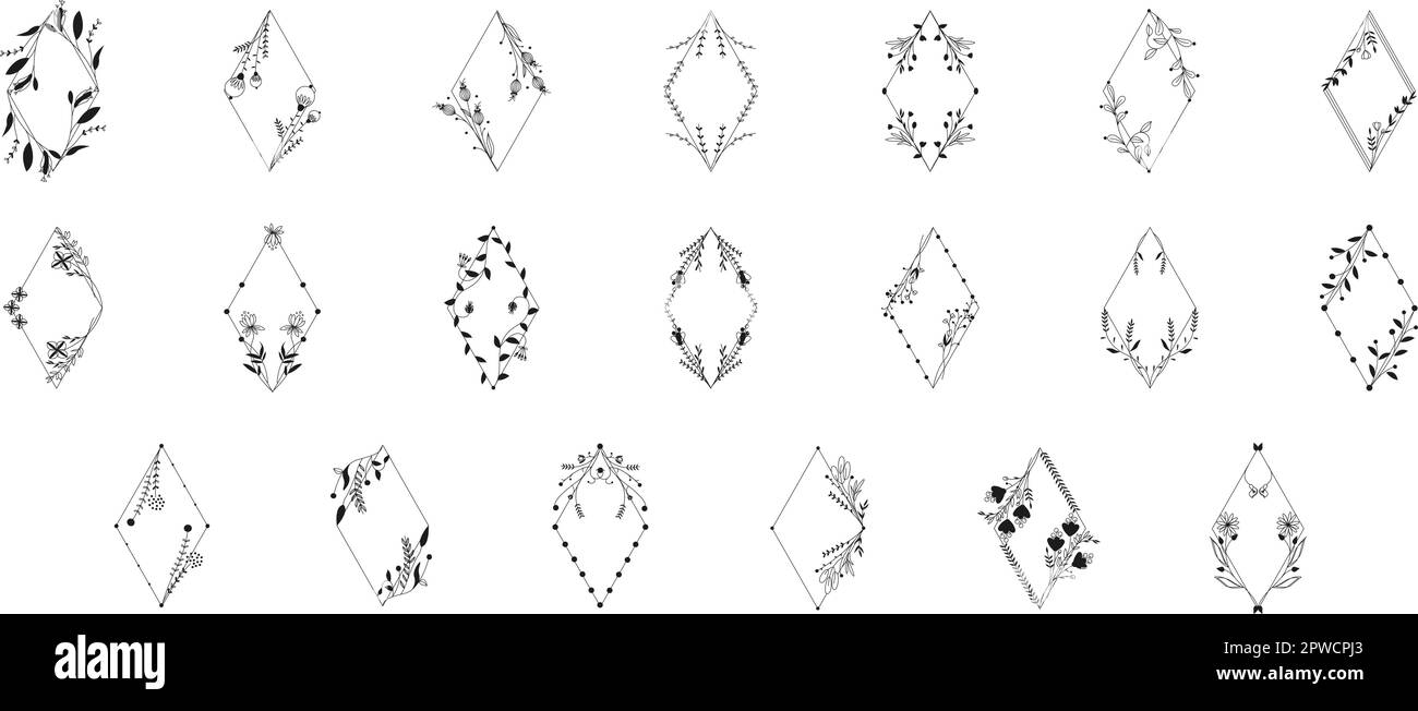 Luxury ornamental branch wreathes set in hand drawn design. Laurel ...