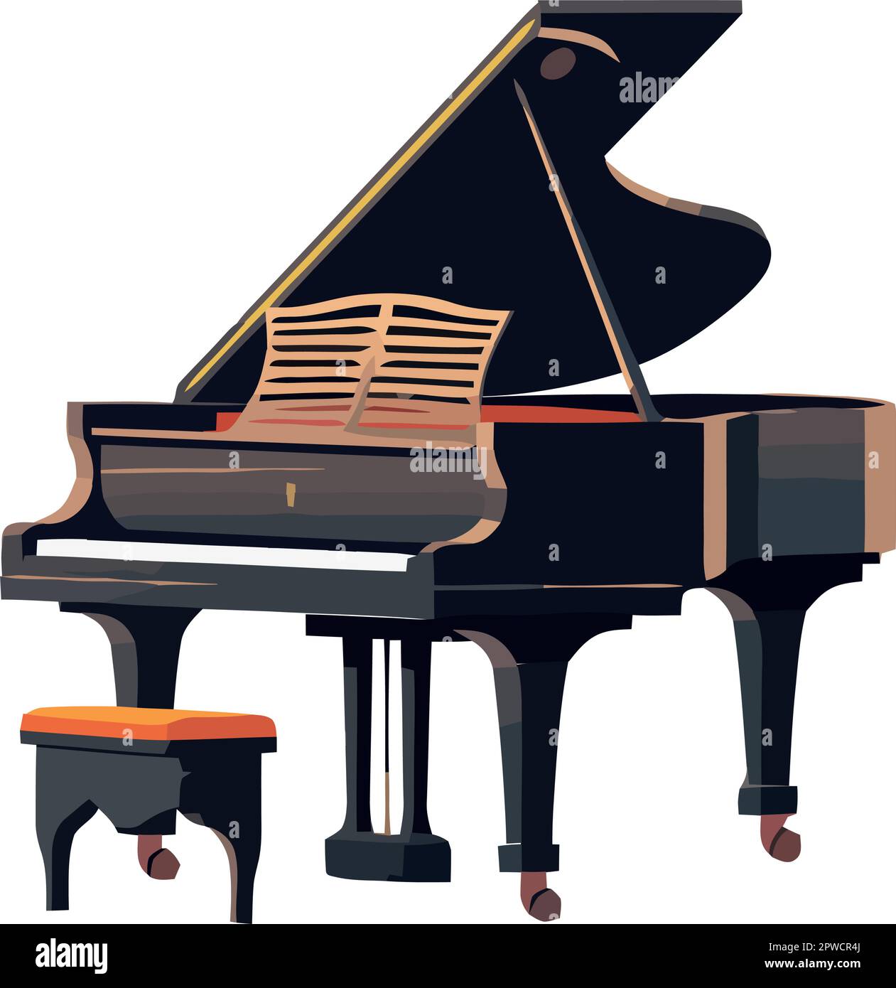 antique grand piano with elegant chair Stock Vector Image & Art - Alamy