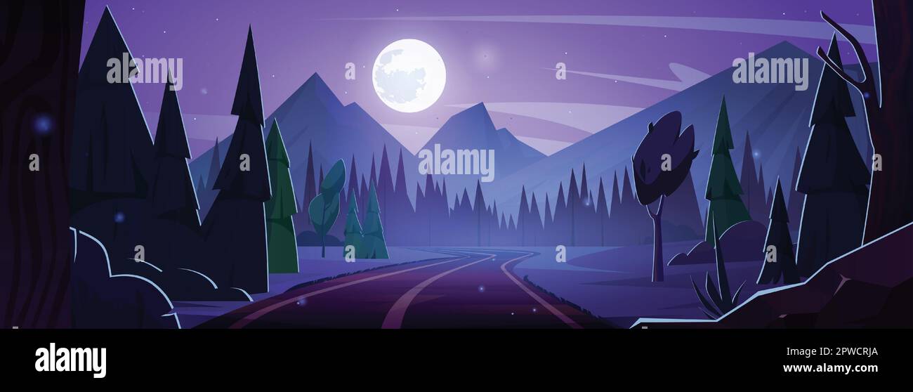 Cartoon Night Background Scene