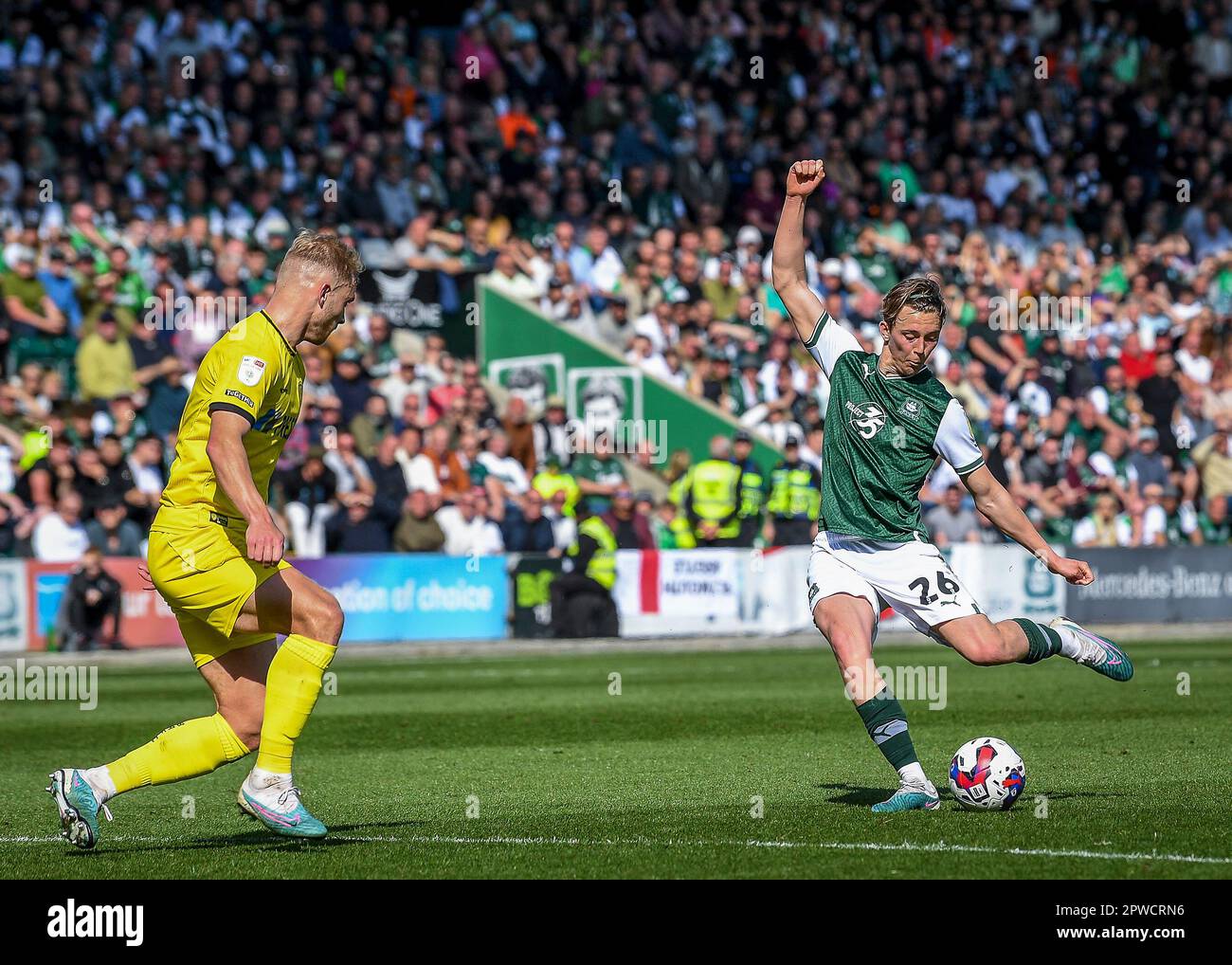 Plymouth, UK. 29th Apr, 2023. Callum Wright #26 of Plymouth Argyle ...