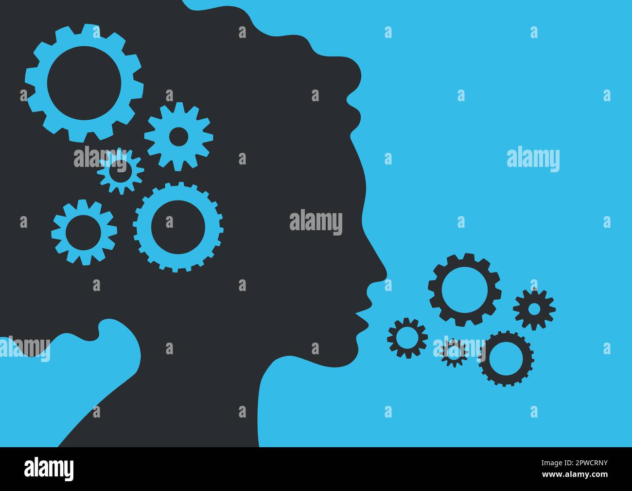 Woman profile silhouette thinking and communicating solutions Stock ...