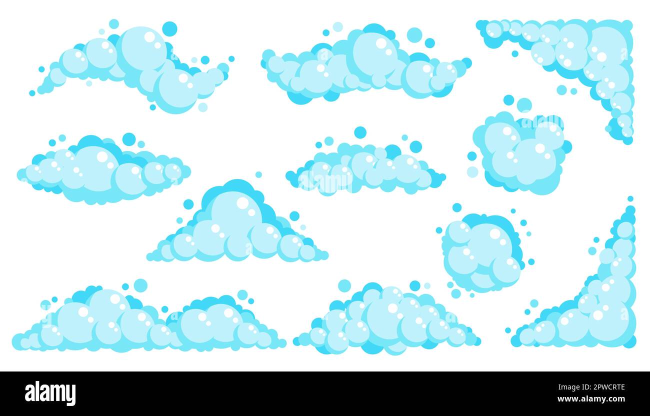 Soap foam bubbles. Cartoon bath suds of shampoo. Vector illustration ...