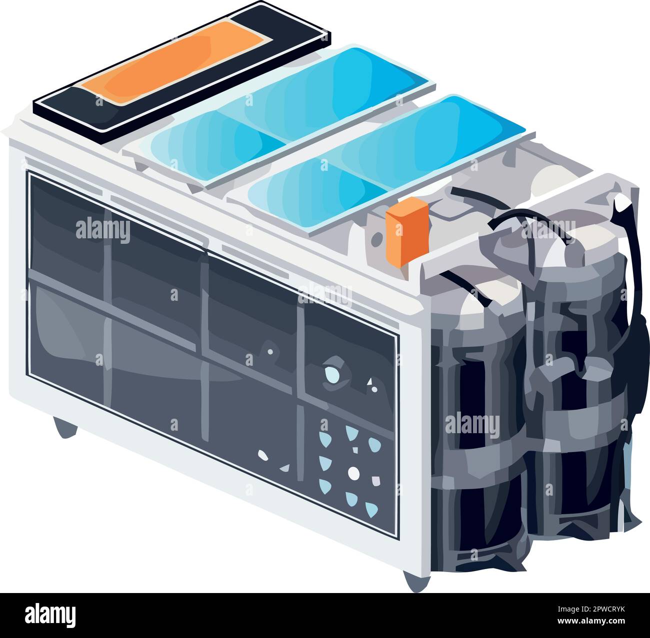 Modern machinery in a factory producing containers Stock Vector Image ...