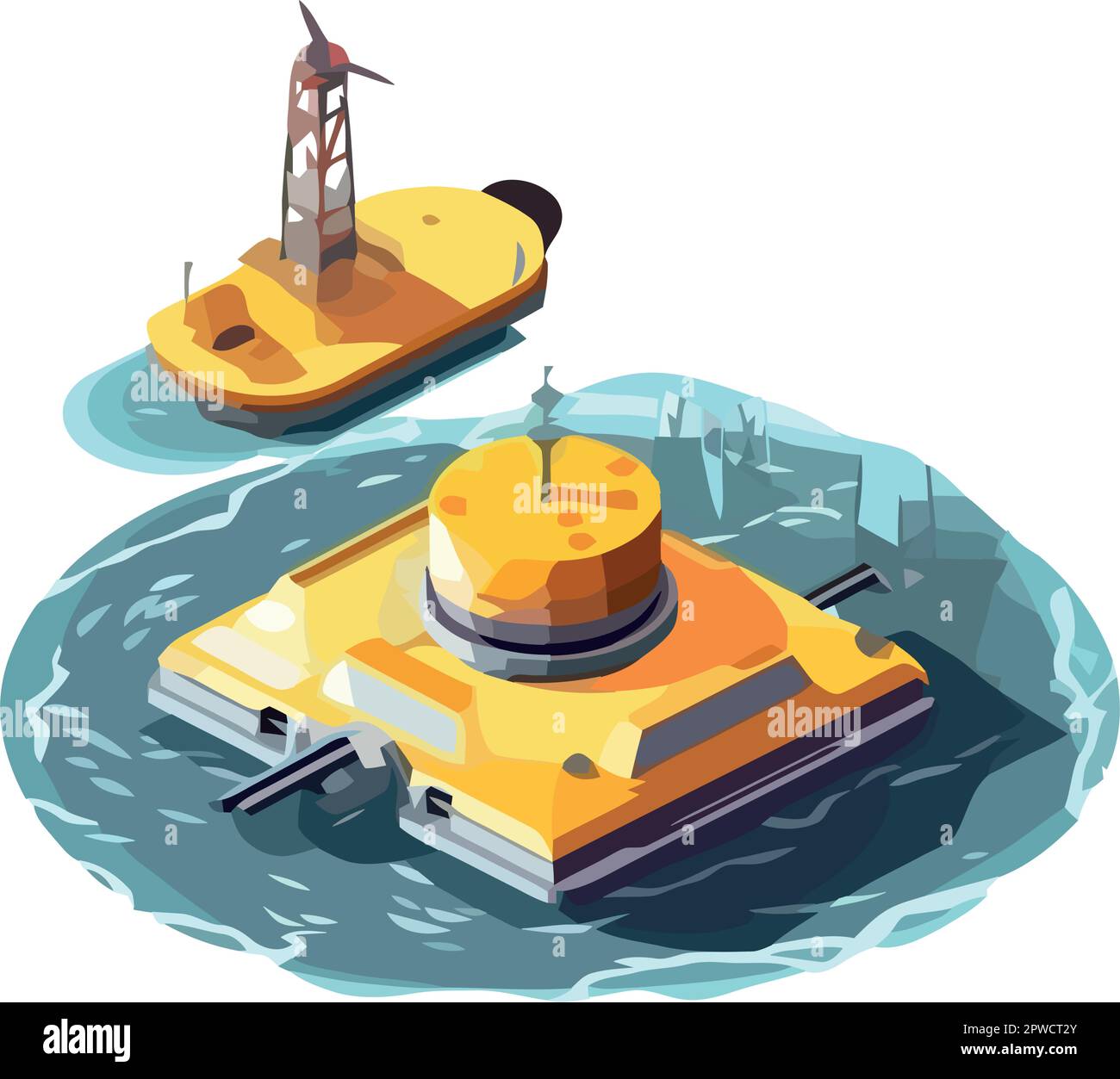 Flat cartoon ship sailing on blue waves Stock Vector Image & Art - Alamy