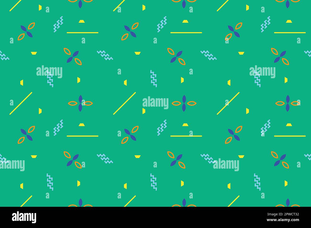 Memphis Pattern. Summer Fun Background. Green, Blue, orange Colors ...