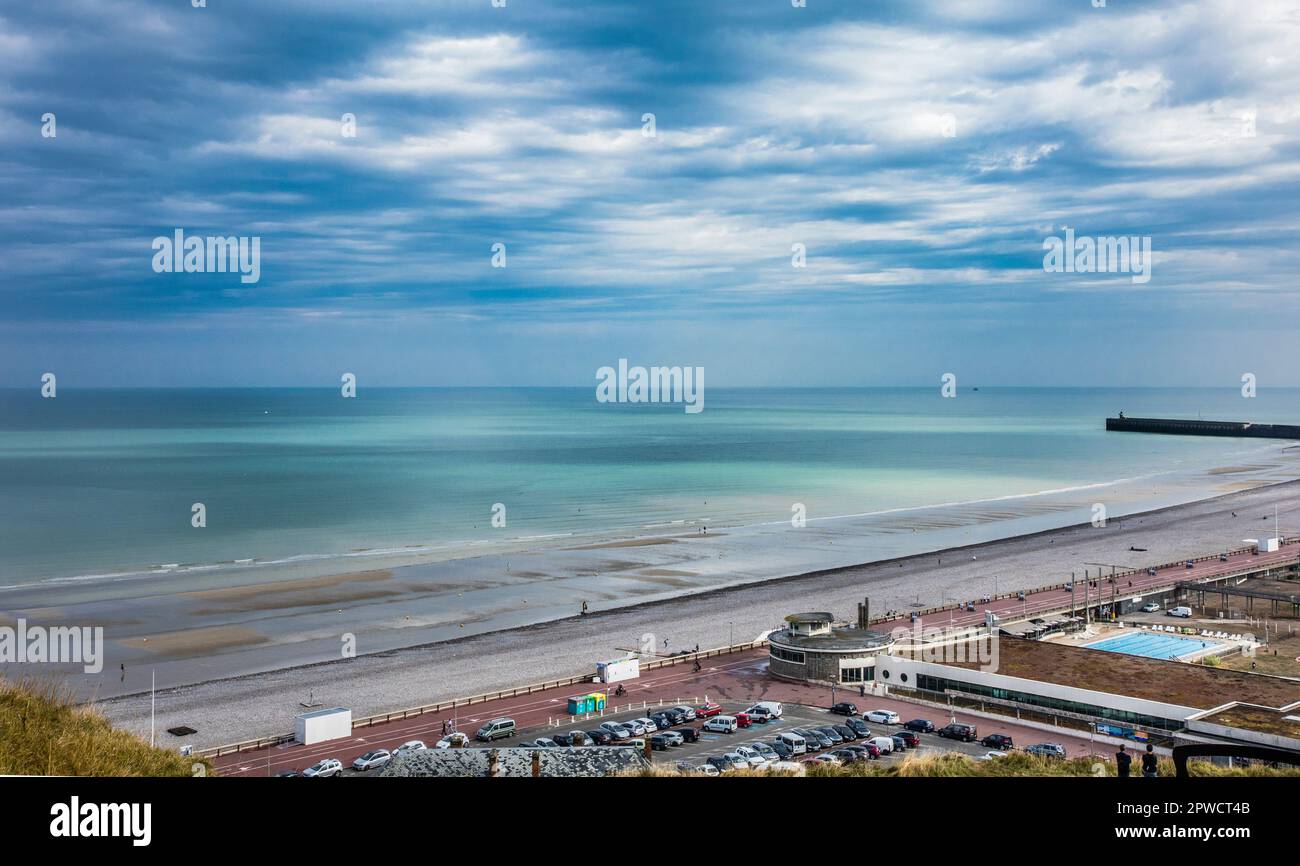 view of the Dieppe Beach waterfront, Seine-Maritime, Normandy, France ...