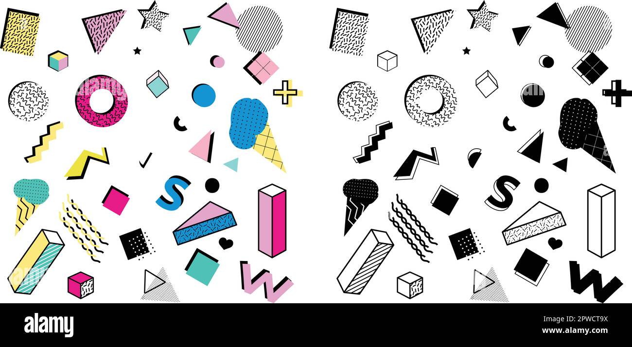 Colorful abstract shapes geometric set. vector symbols and signs in trendy flat style. Great for ...