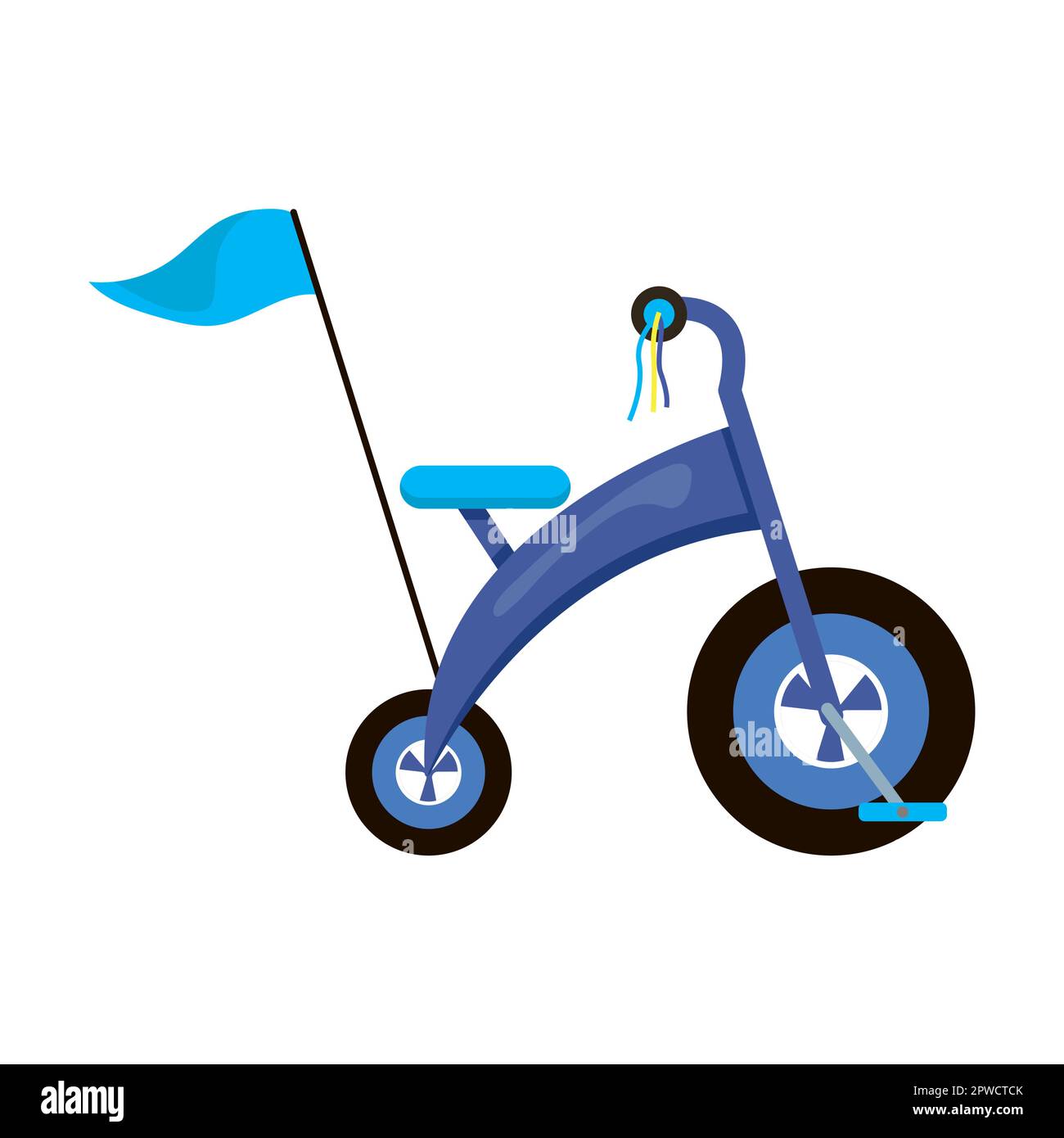 Cute blue tricycle bicycle. Vector illustration of eco city transport ...