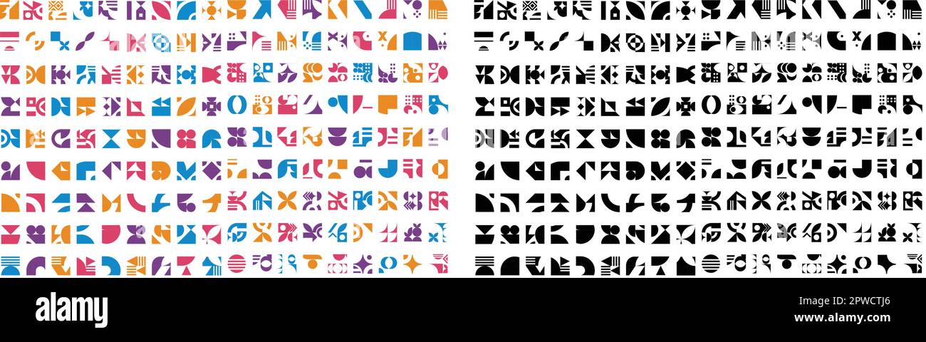Geometric memphis shapes, surreal elements set. Abstract vector symbols ...