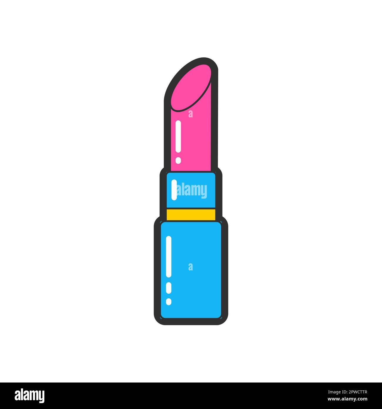 Trendy fashion patch or badge of lipstick cartoon illustration Stock ...