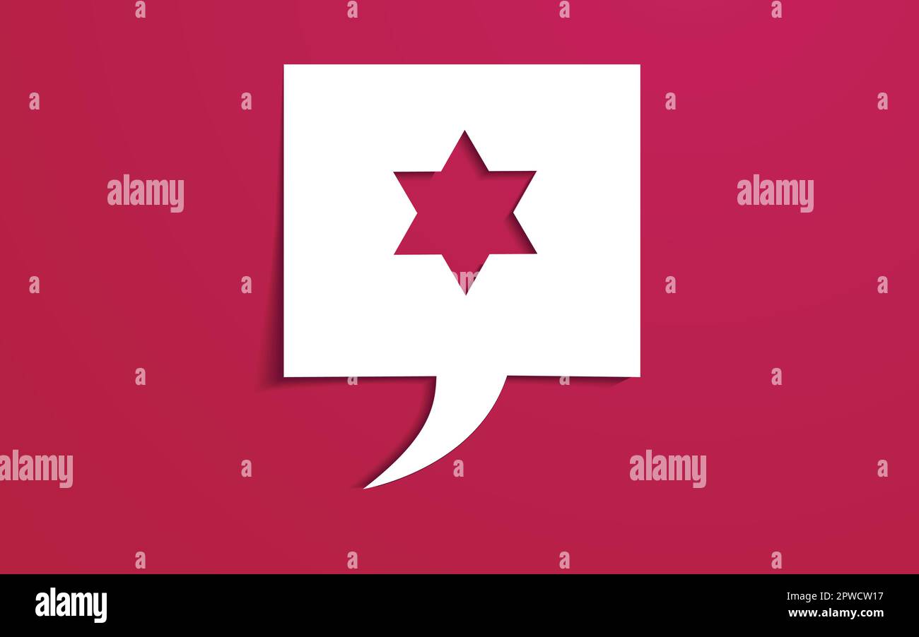 Star of David sign symbol in speech cloud in paper cut style. Dialog ...