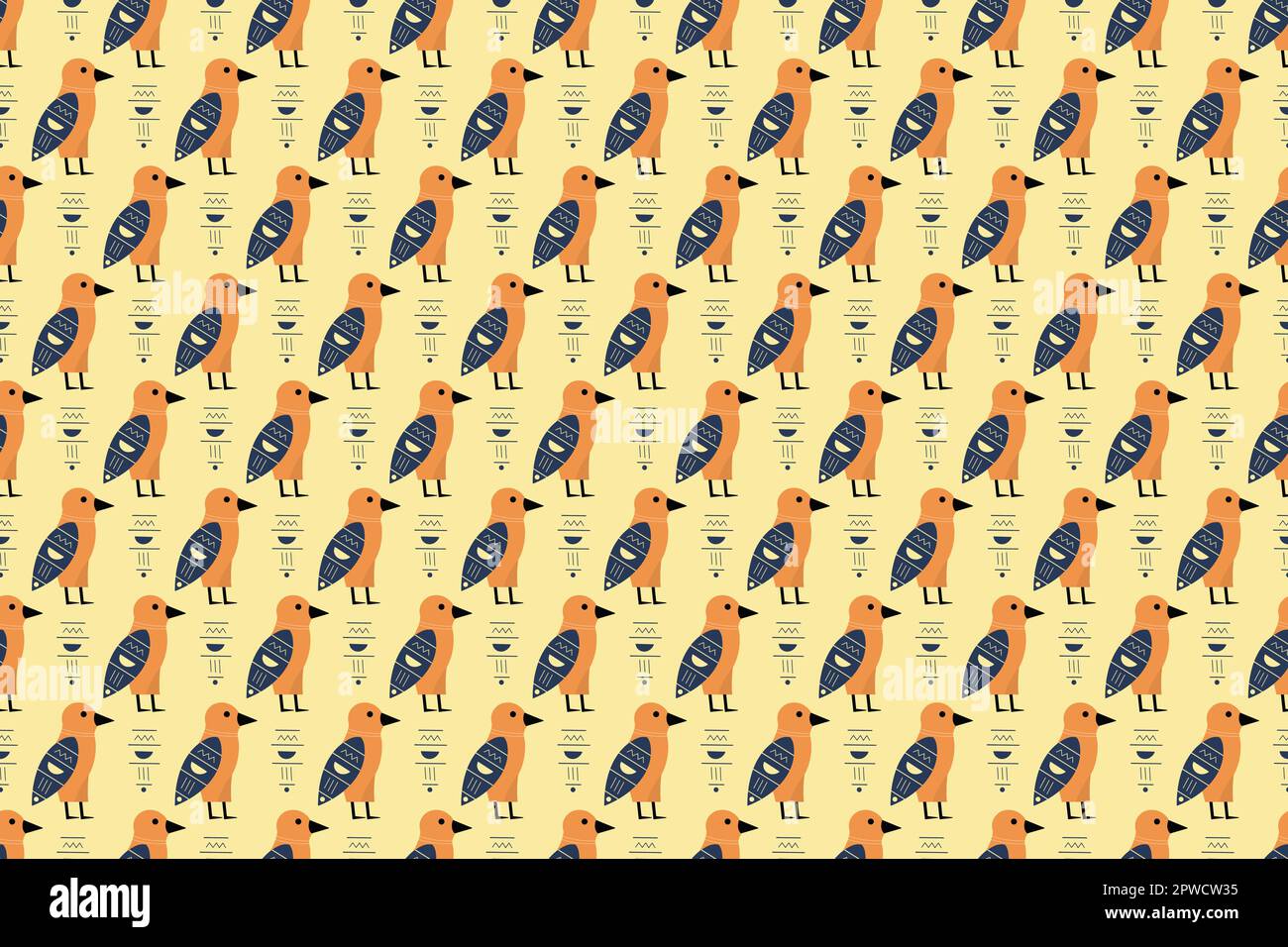 Ancient Egyptian seamless pattern. abstract symbols of paganistic bird ...