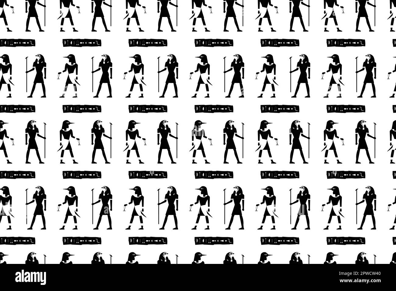 Ancient Egypt seamless pattern. Hieroglyphic carvings on the exterior ...