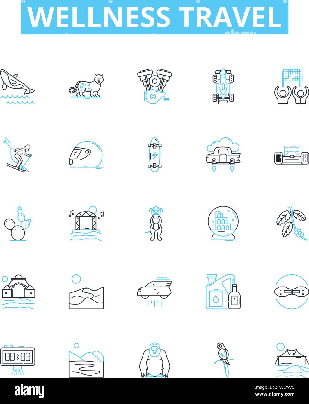 Wellness travel vector line icons set. Wellness, Travel, Health ...