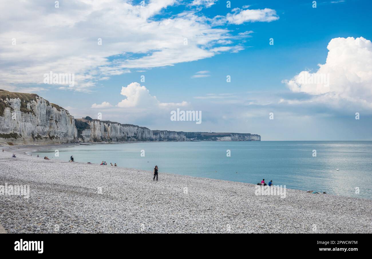 Côte d'Albâtre (Alabaster Coast), chalk cliffs southwest of Fécamp ...