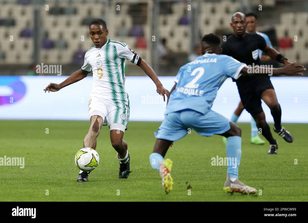 Algiers. 30th Apr, 2023. Algeria's Moslem Anatouf (L) competes during ...