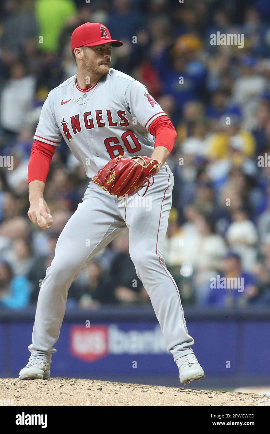 MILWAUKEE, WI - APRIL 29: Los Angeles Angels relief pitcher Andrew ...