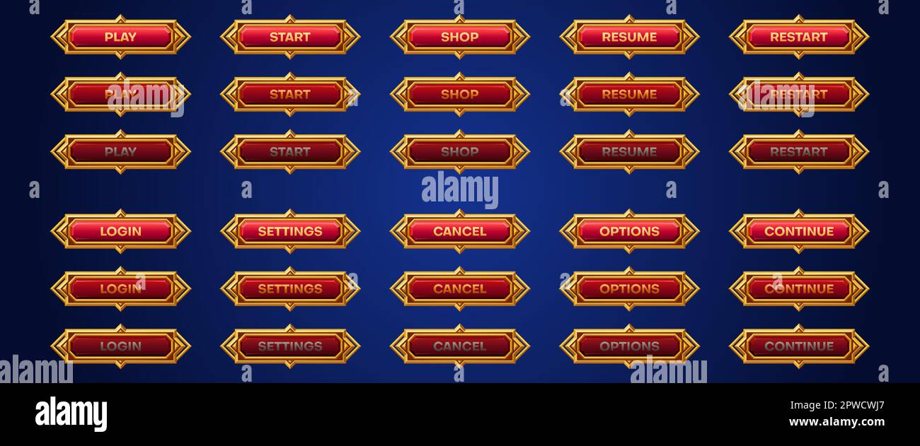 Cartoon set of medieval game buttons animation set. Vector illustration ...