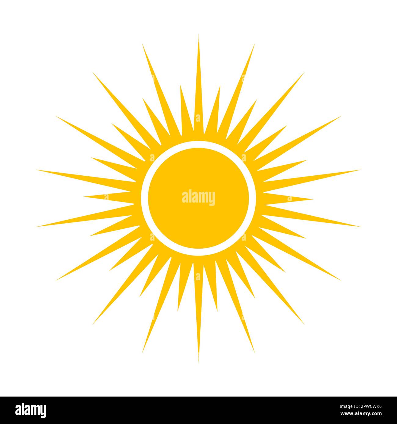 Shape of energizing sun. Vector illustration of bright yellow round sun ...