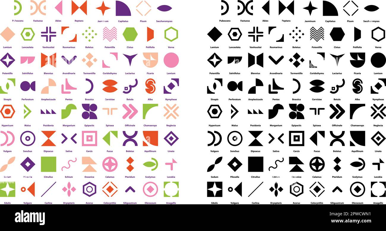 Abstract bauhaus shapes set. Retro geometric elements designs in modern ...