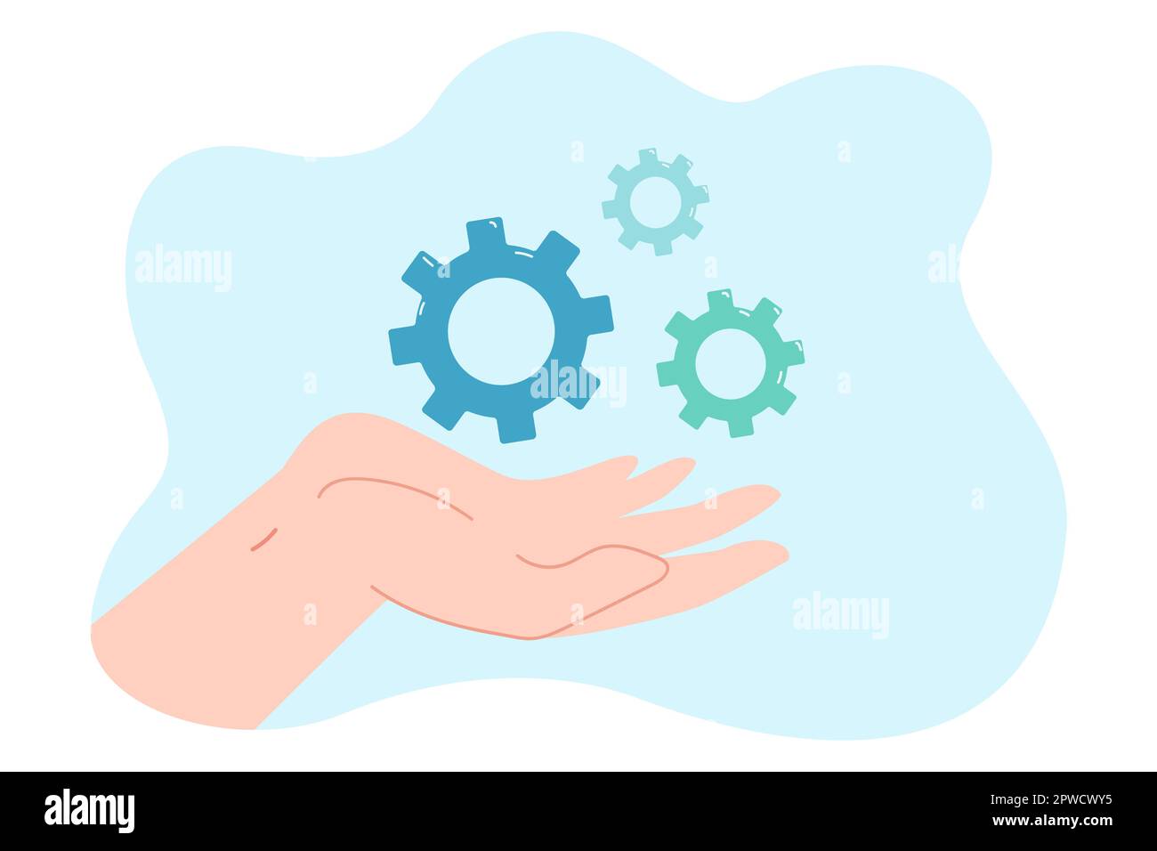 Hand holding gear wheel Cut Out Stock Images & Pictures - Alamy