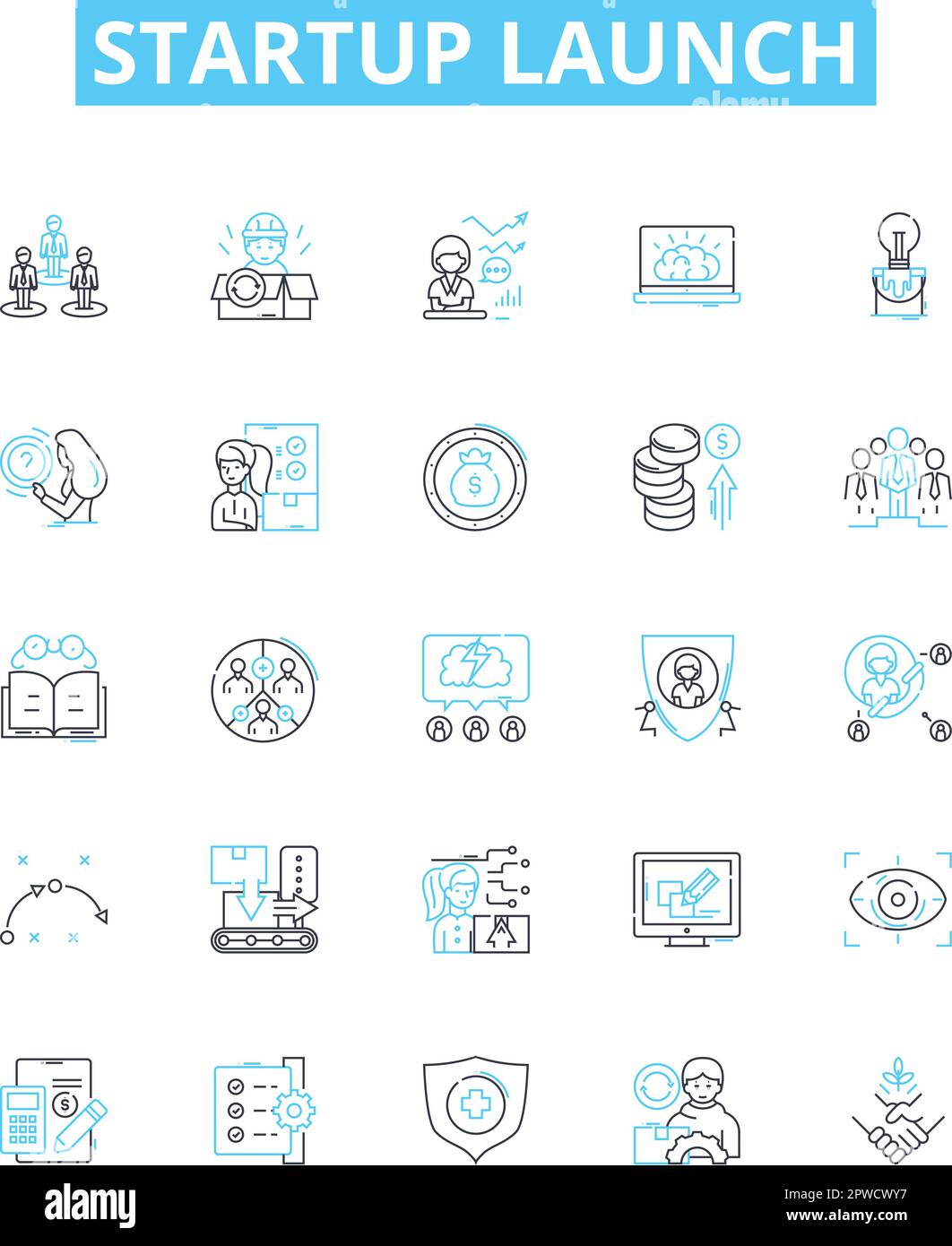startup launch vector line icons set. Launch, Startup, Entrepreneur, Business, Begin, Fund ...