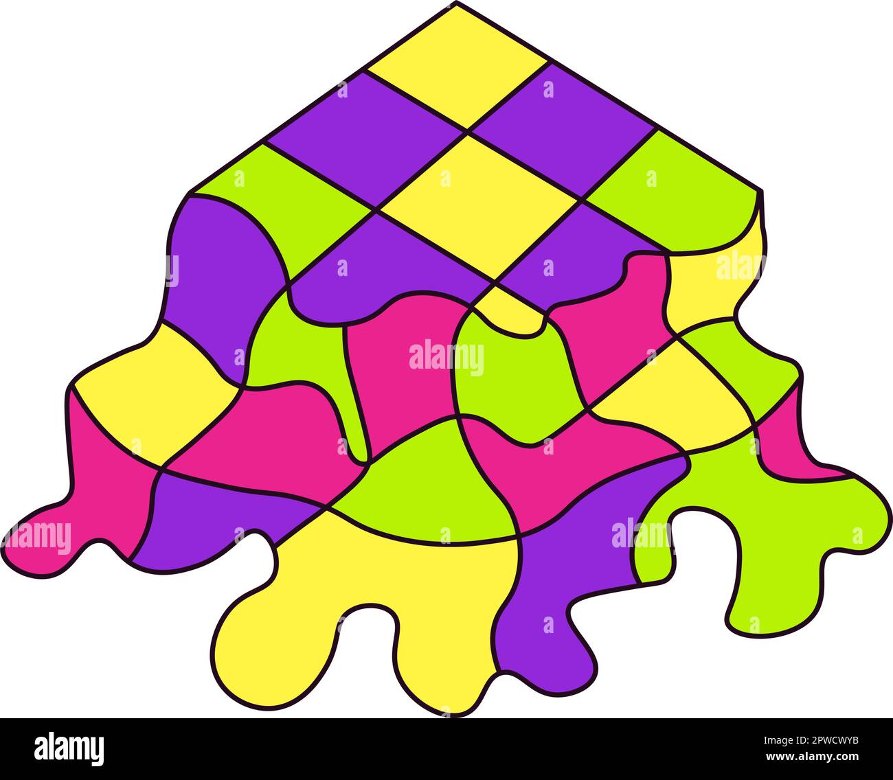 Doodle abstract Rubiks cube melted, drawing vector Stock Vector Image ...