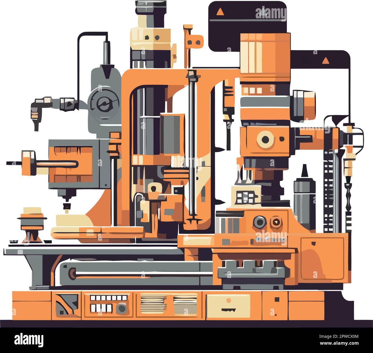 Heavy machinery working in steel manufacturing industry Stock Vector ...