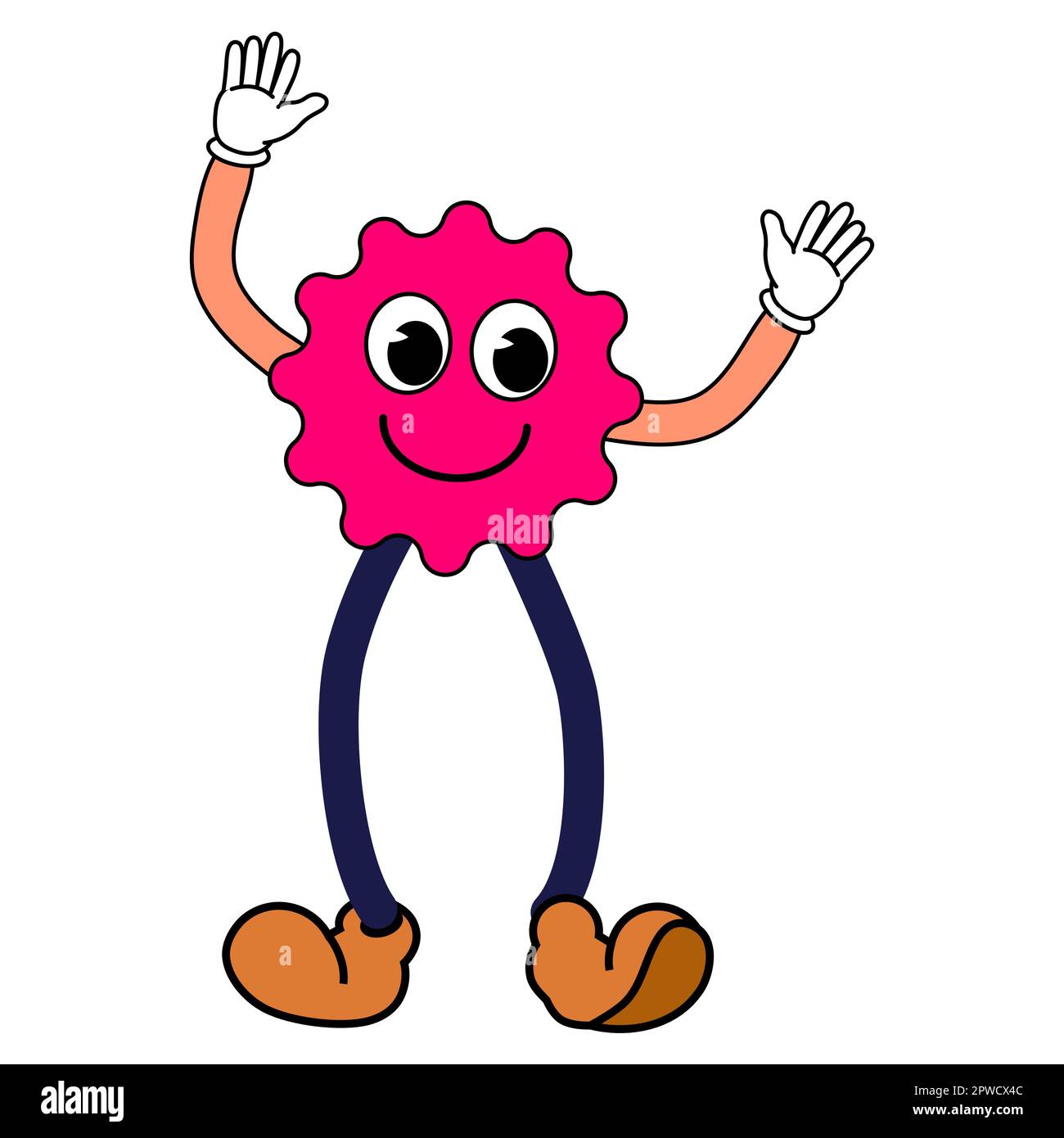 Cartoon Groovy funny cartoon smile character, vintage. Funky comic ...