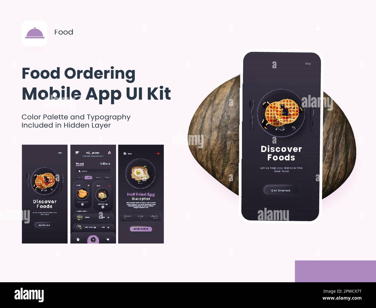 Food Ordering Mobile App UI Kit with Multiple Screens For Restaurant or Hotel Stock Vector Image ...