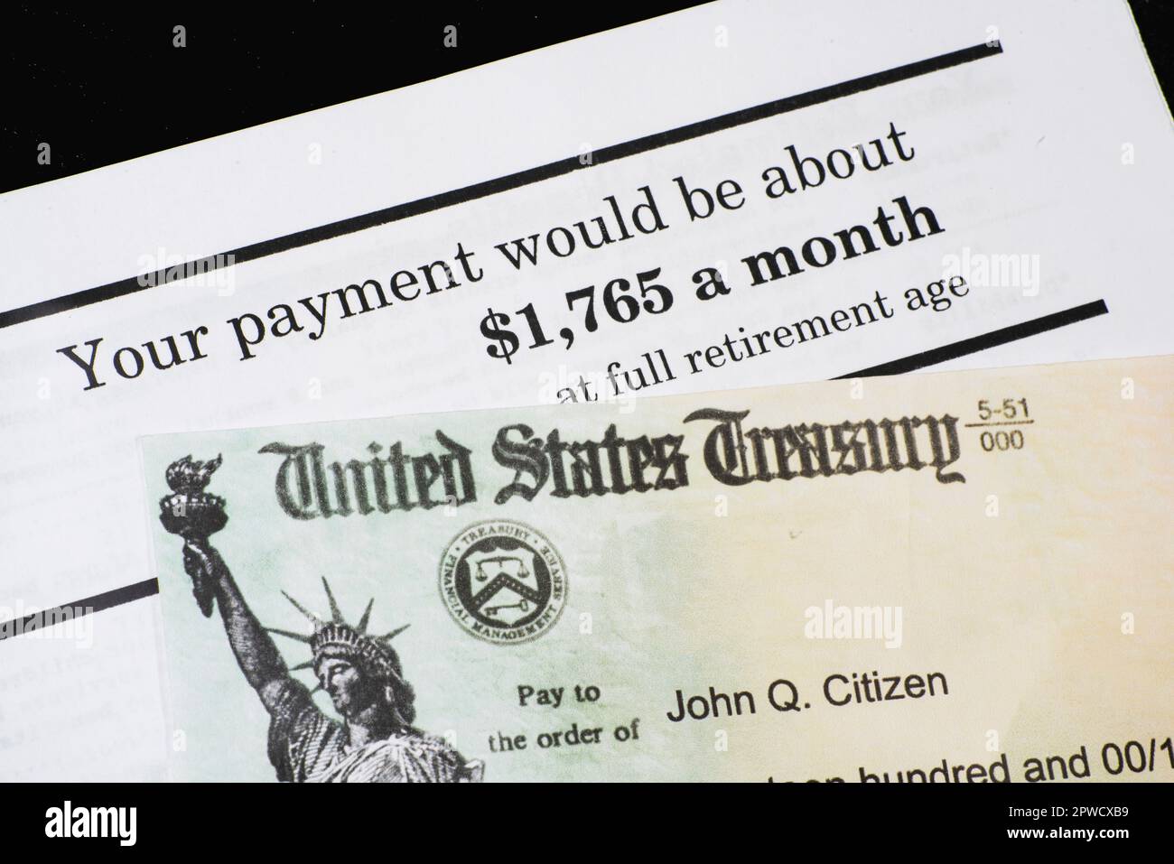 Corner of Social Security Administration annual statement with social ...