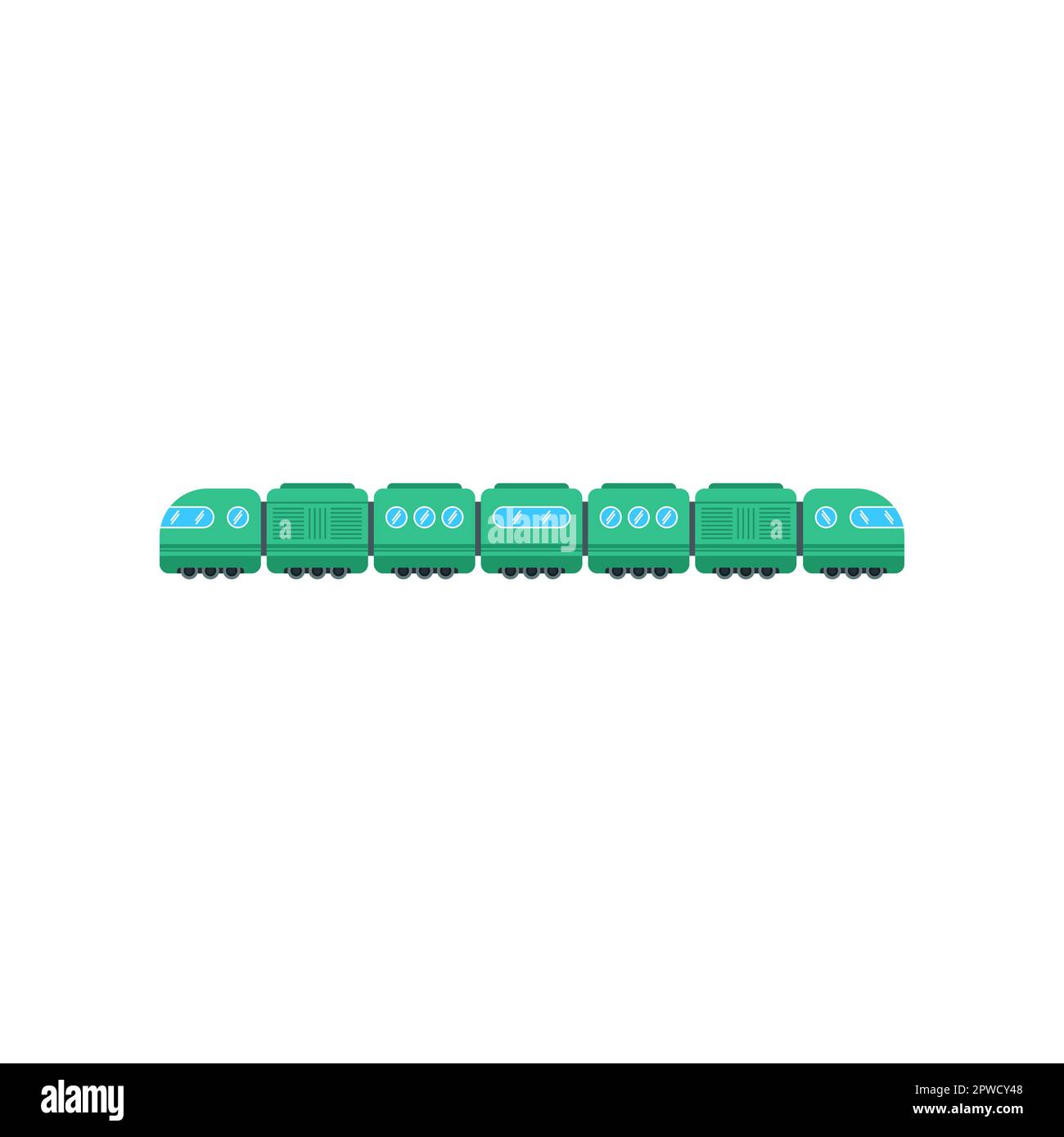 Green suburban train with cargo cartoon illustration Stock Vector Image ...