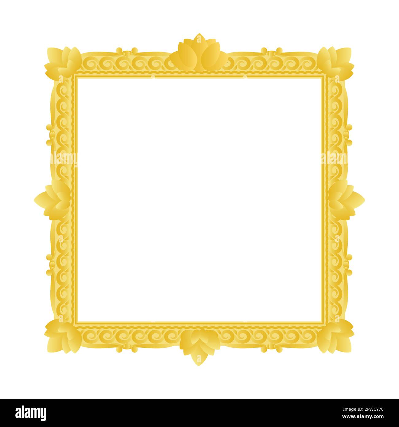 Gold old royal border for art gallery with floral ornament for pictures ...