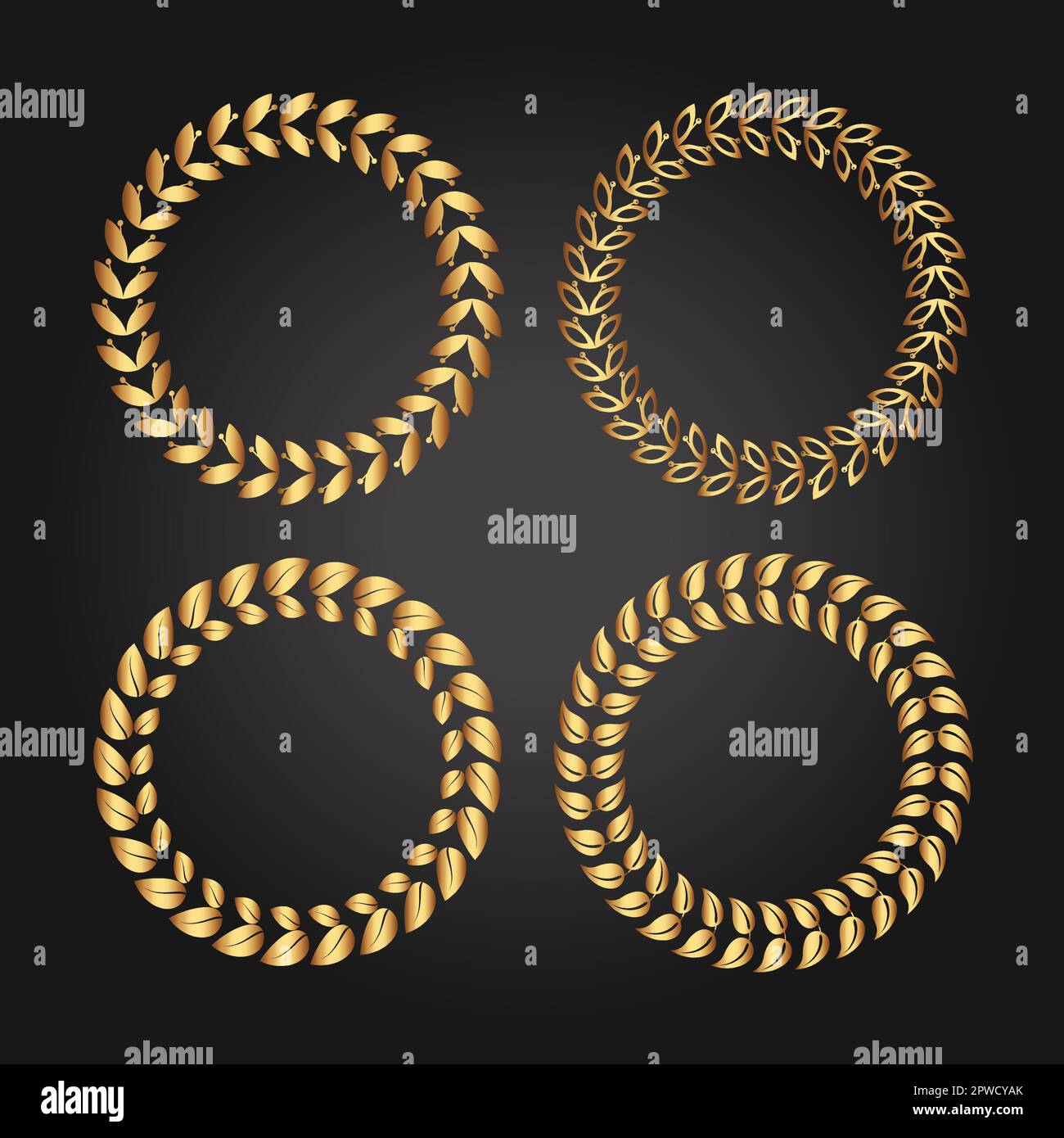 Golden Award wreath. Round Laurel wreath. Circle floral frame Stock ...