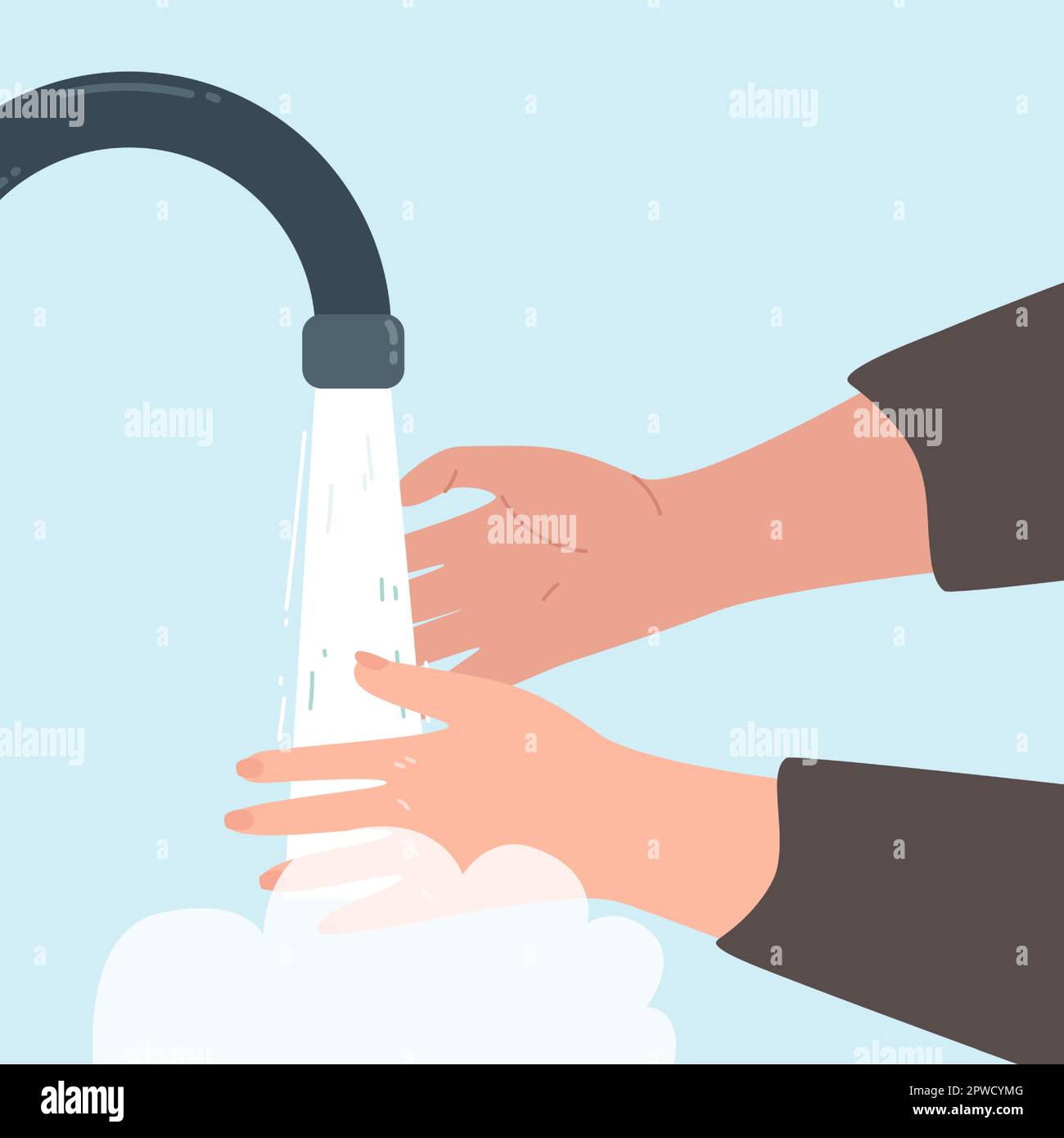 Hand under faucet Stock Vector Images - Alamy