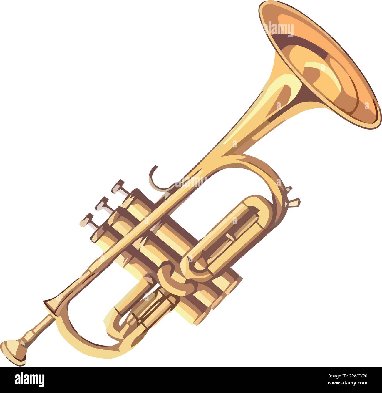 Shiny brass trumpet music loudly Stock Vector Image & Art - Alamy