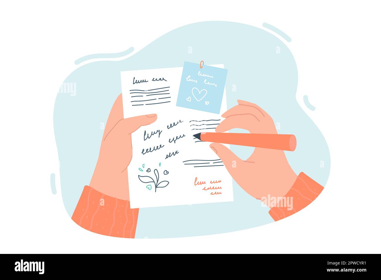 Person writing love letter flat vector illustration Stock Vector Image ...