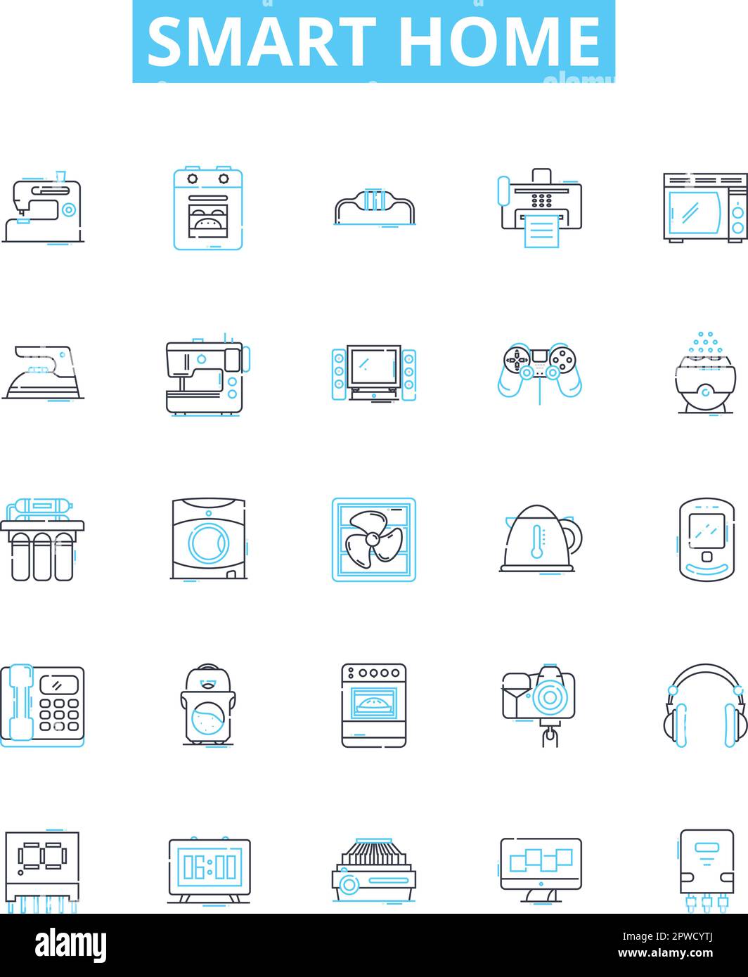 Smart home vector line icons set. Smart, Home, Automation, Smartphones ...