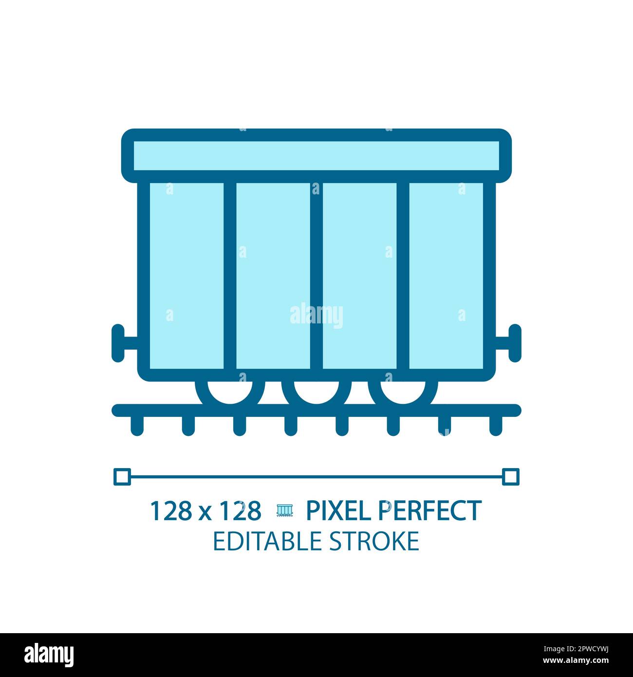 Cargo railroad carriage pixel perfect blue RGB color icon Stock Vector ...