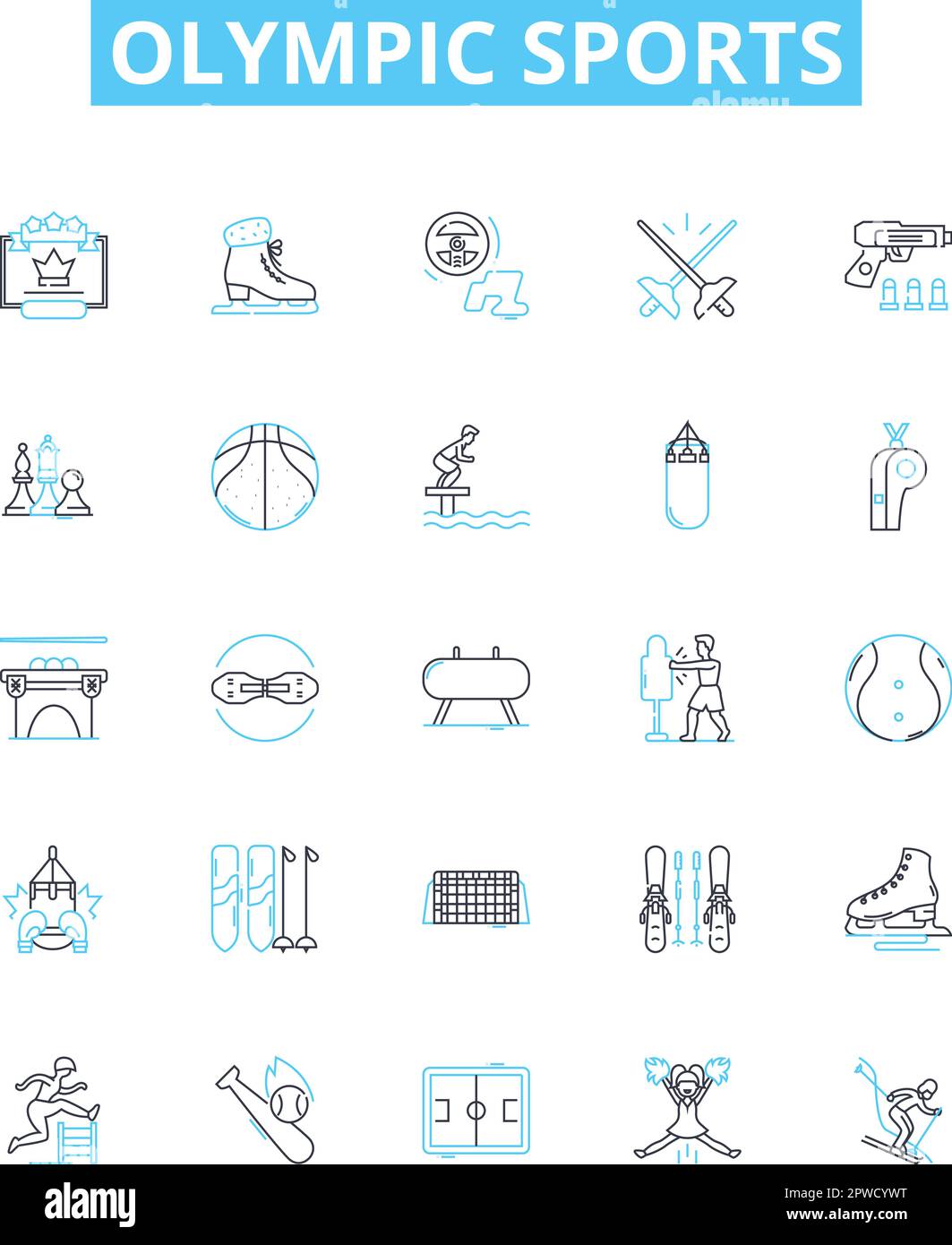 Olympic sports vector line icons set. Track, Field, Swimming, Soccer ... Olympic sports vector line icons set. Track, Field, Swimming, Soccer ...