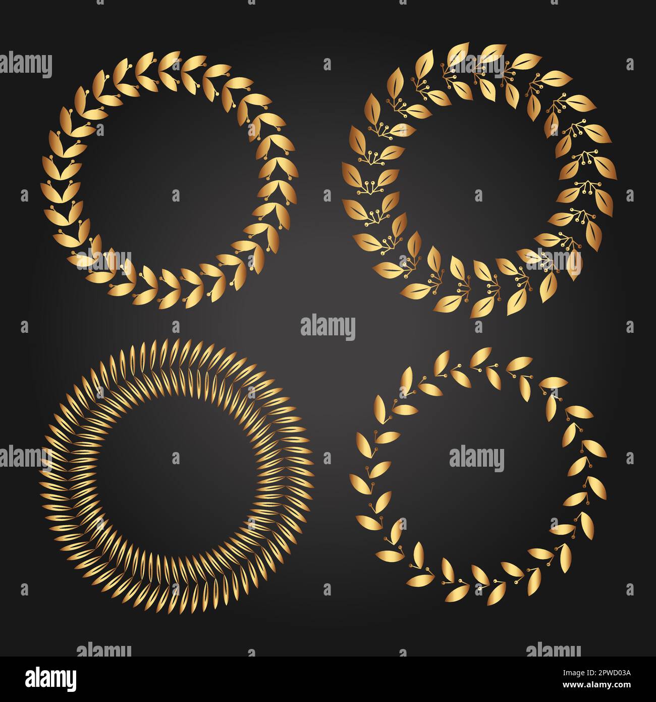 Golden Award wreath. Round Laurel wreath. Circle floral frame Stock ...