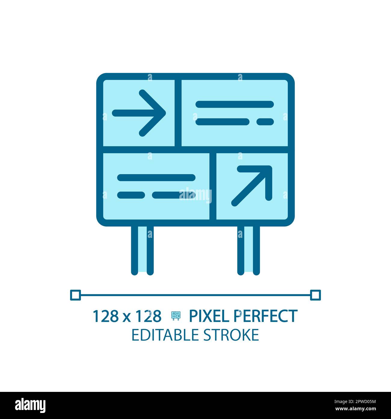 Directional sign pixel perfect blue RGB color icon Stock Vector Image ...