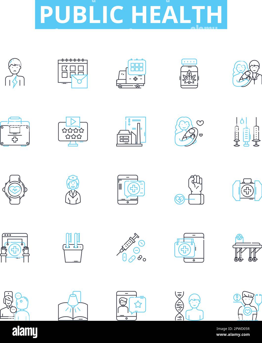 Public health vector line icons set. Public, Health, Safety, Hygiene ...