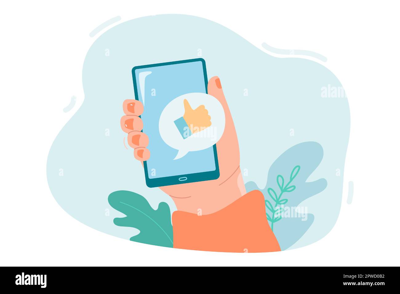 Thumb up symbol on phone screen flat vector illustration Stock Vector ...