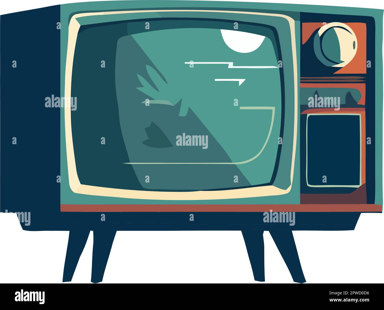 Old fashioned television with analog tuner knob Stock Vector Image ...