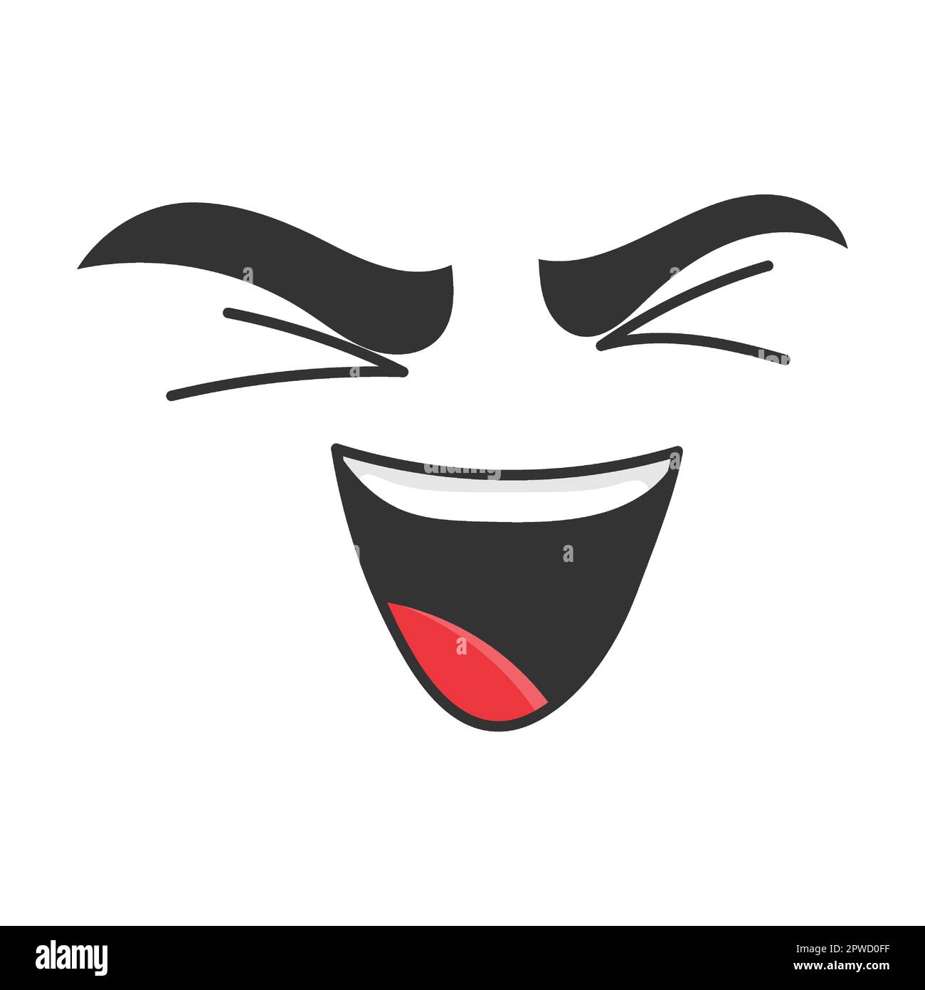 Expression of laughter and fun cartoon face vector illustration. Cute ...