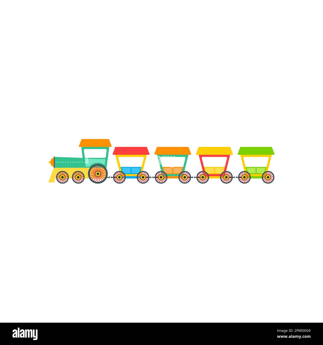 Colorful toy train with carts cartoon illustration Stock Vector Image ...