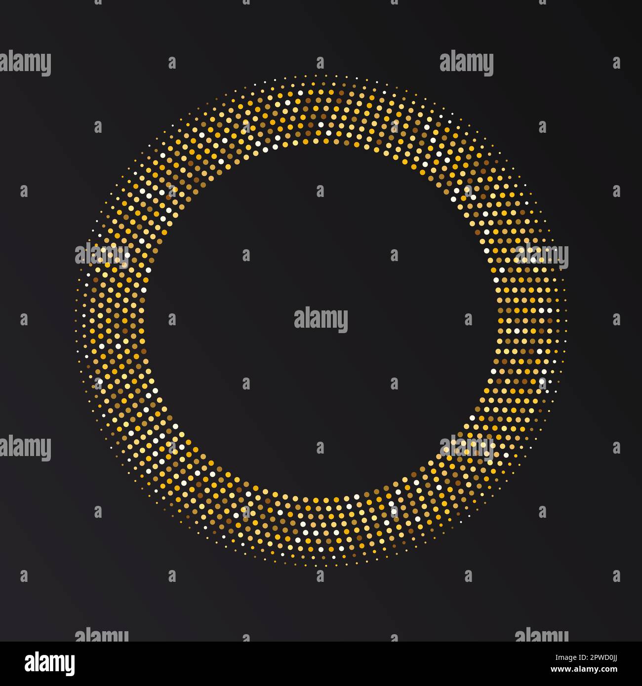Gold Halftone round frame. Golden luxury Halftone circle logo Stock ...