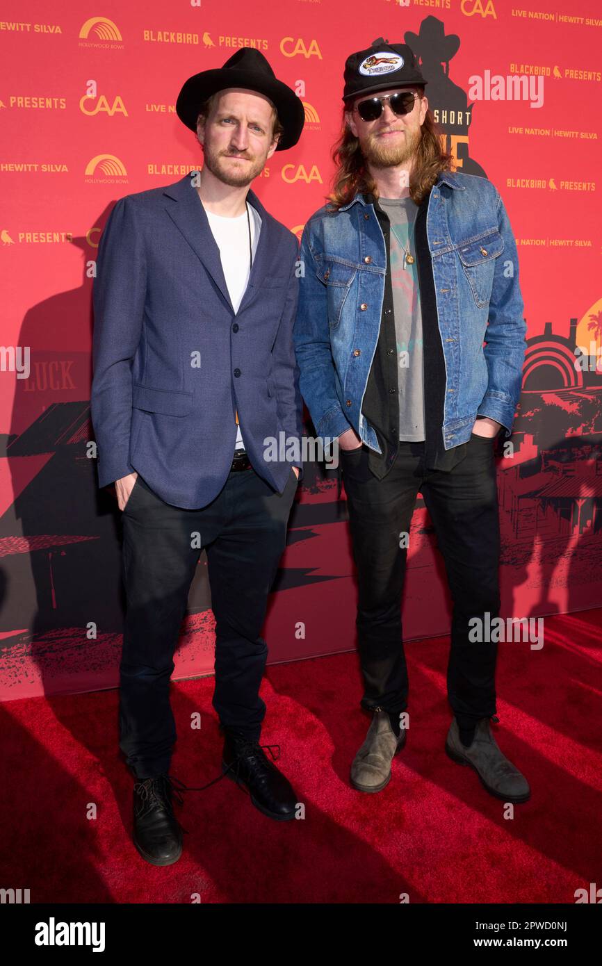 Jeremiah Fraites, left, and Wesley Schultz of The Lumineers arrive at ...