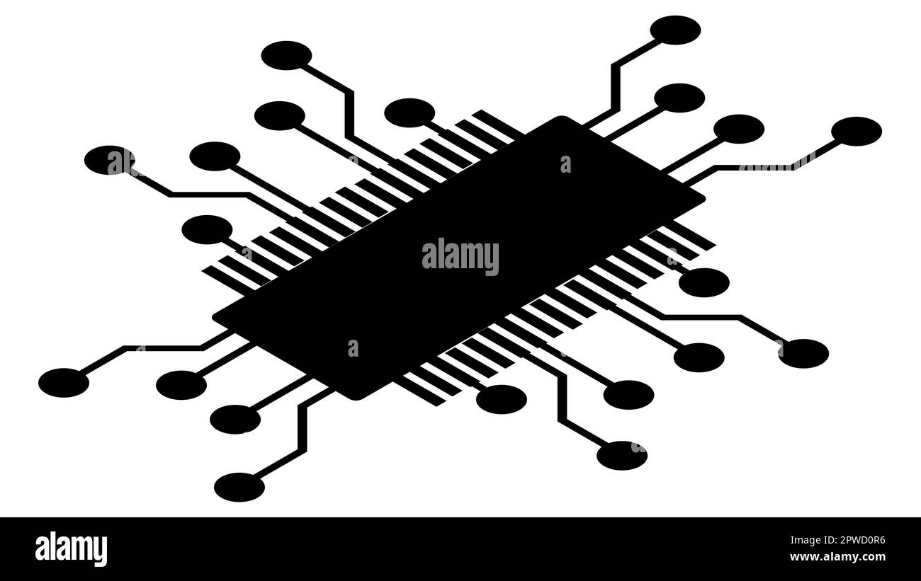 Silhouette of simple isometric schematic chip or component for ...
